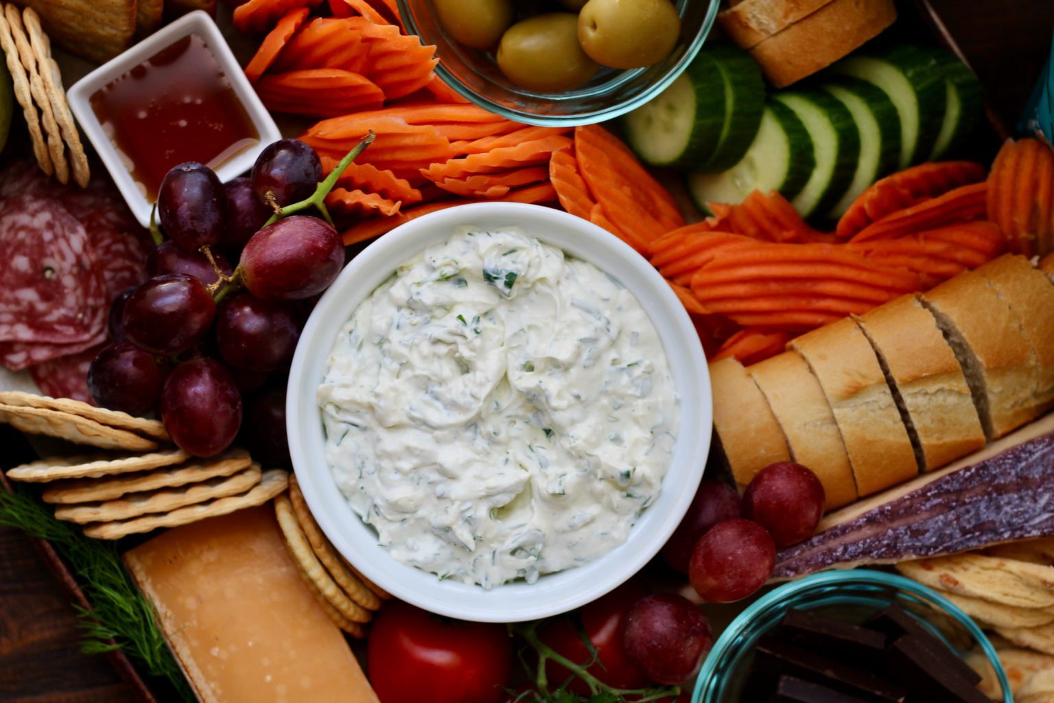 Fresh Herbs and Cream Cheese Veggie Dip - Slice of Jess